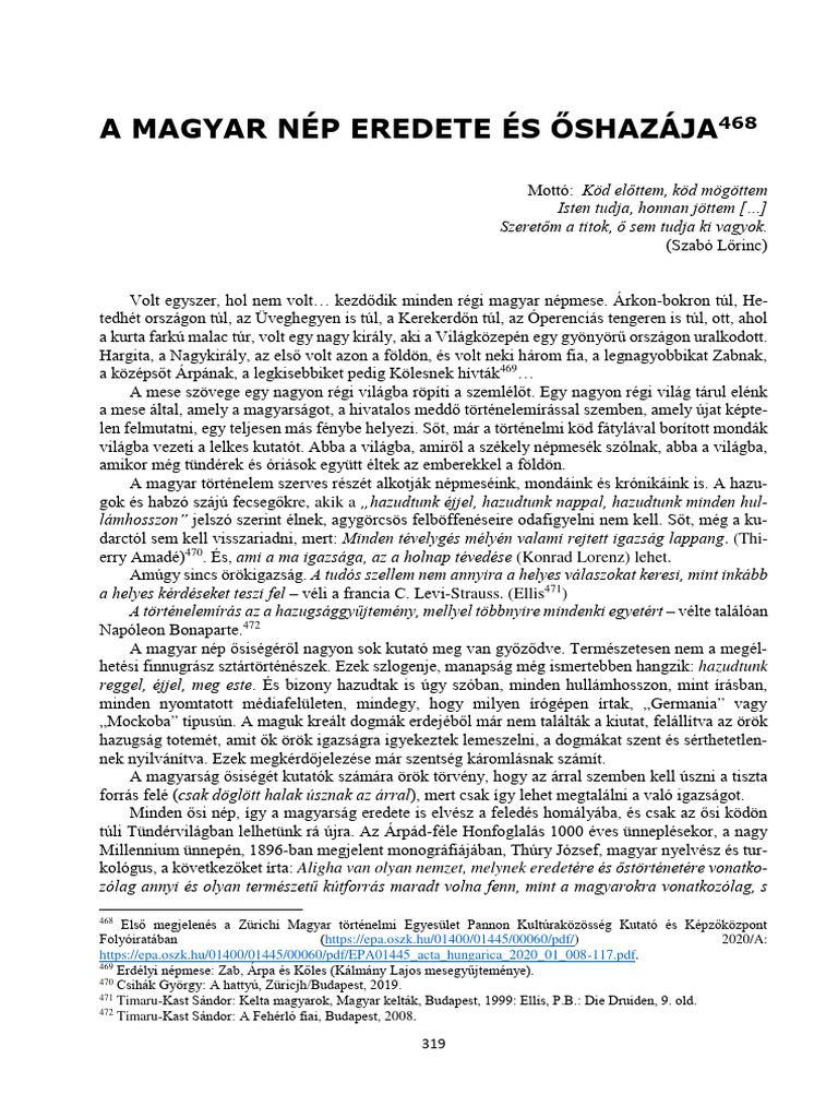 Timaru-Kast Sándor - A Magyar Nép Eredete És Őshazája | PDF