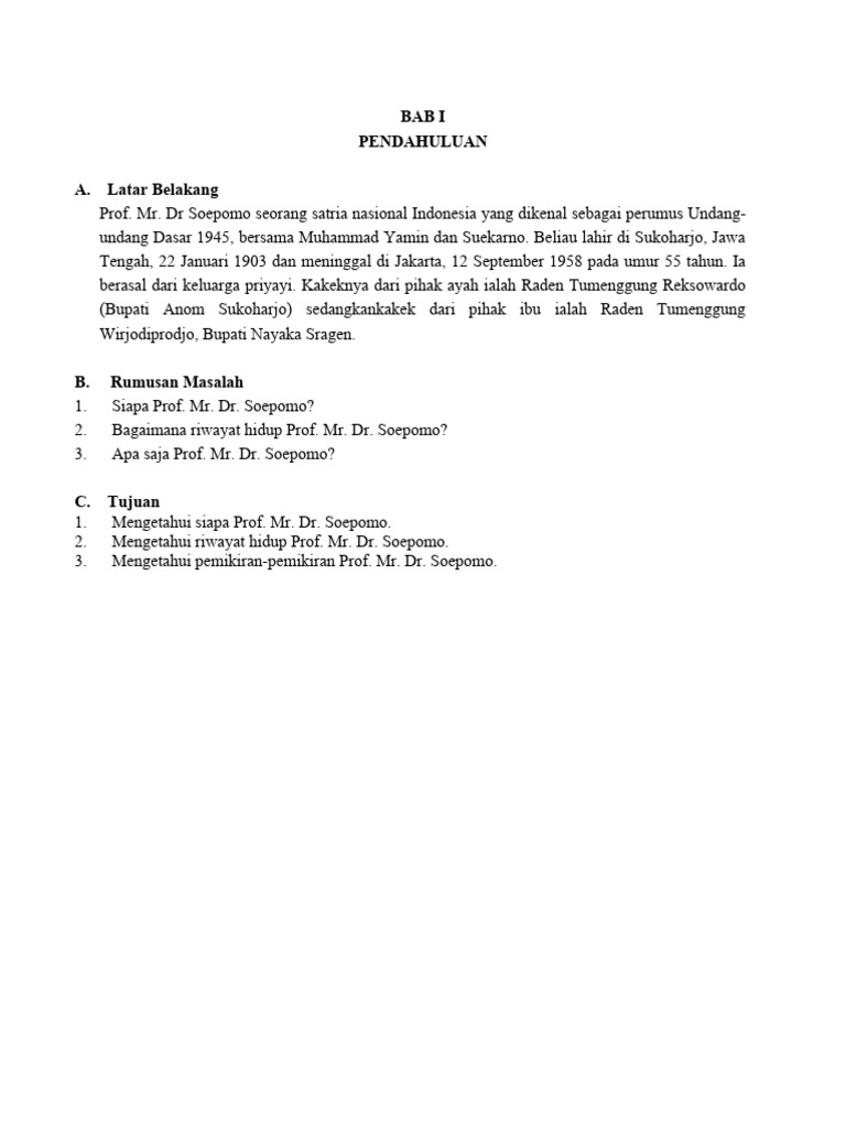 Biografi Prof. Mr. Dr. Soepomo | PDF