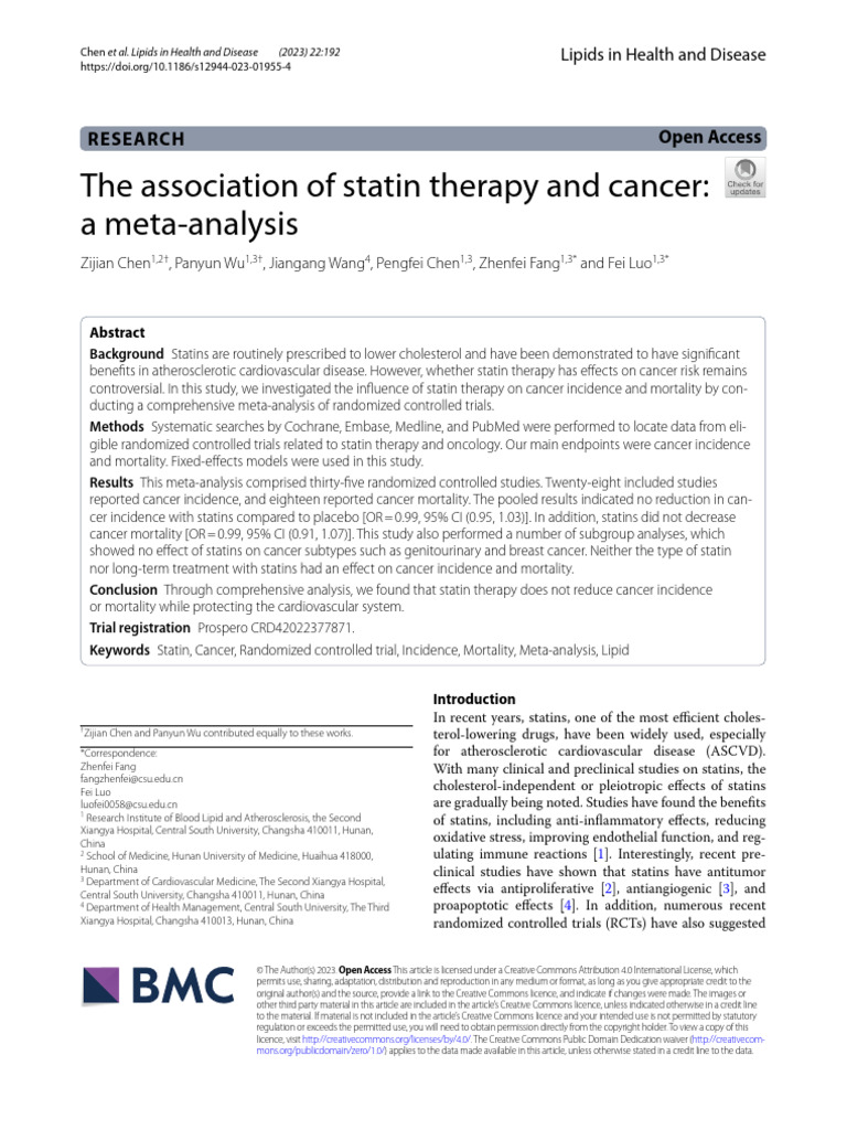 2023 Article 1955 | PDF | Statin | Cancer