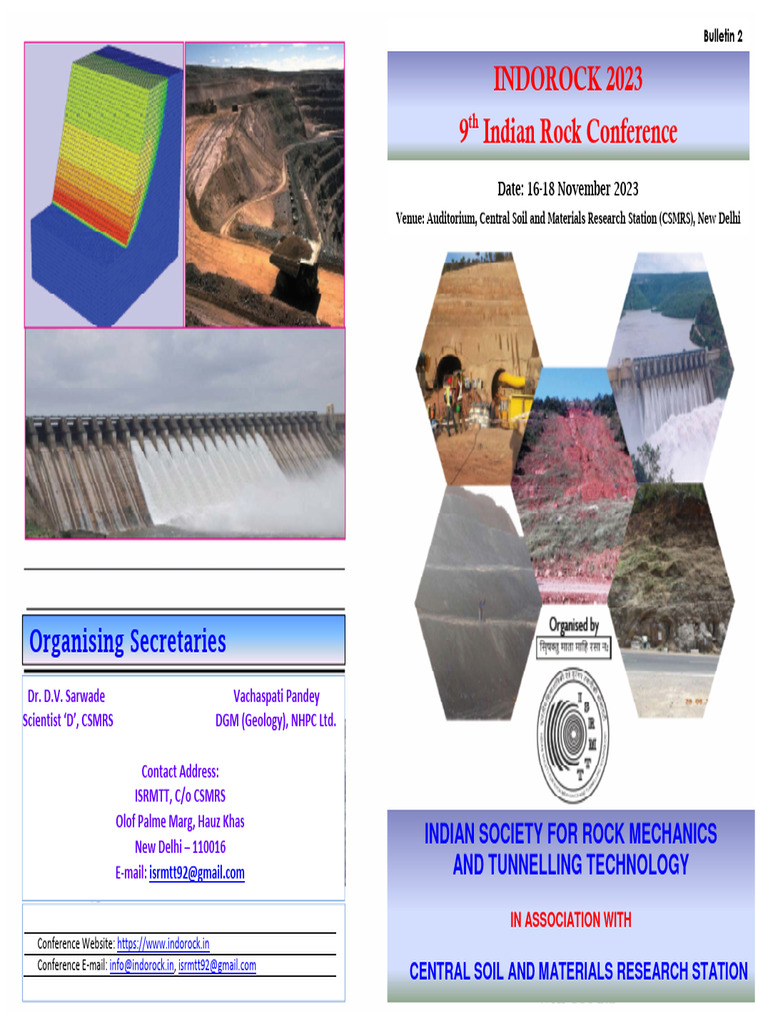 INDOROCK 2023: 9th Indian Rock Conference | PDF | Engineering | Geology