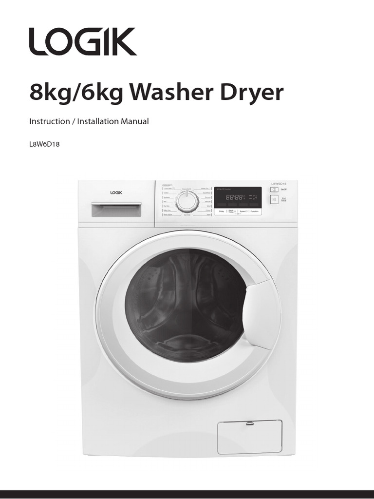 LOGIK 8kg-6kg Washer-Dryer L8W6D18 Manual | PDF | Ac Power Plugs And ...