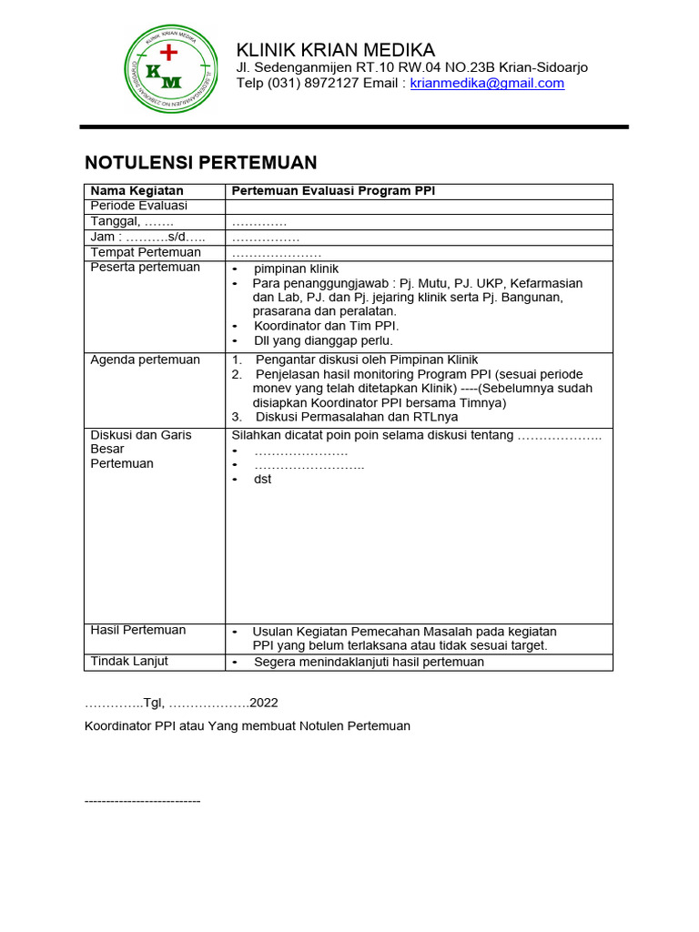 Contoh Bukti Evaluasi Dan TL Program PPI | PDF