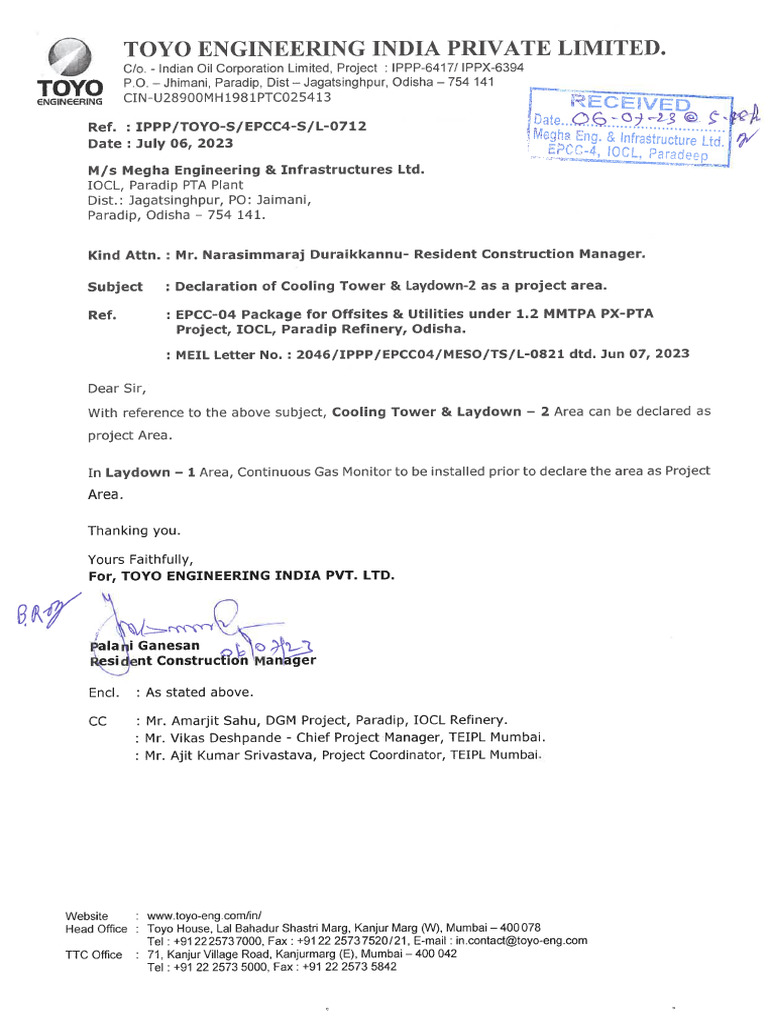 TOYO Letter No-712 | PDF