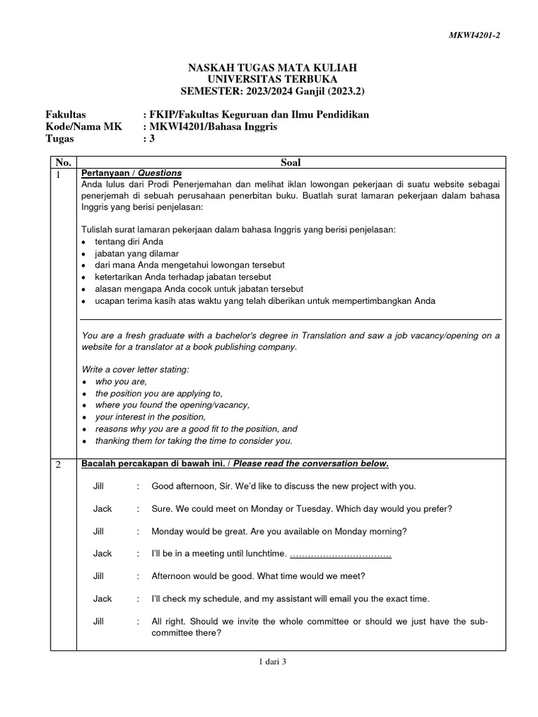 Soal Mkwi4201 Tmk3 2 | PDF | Human Communication