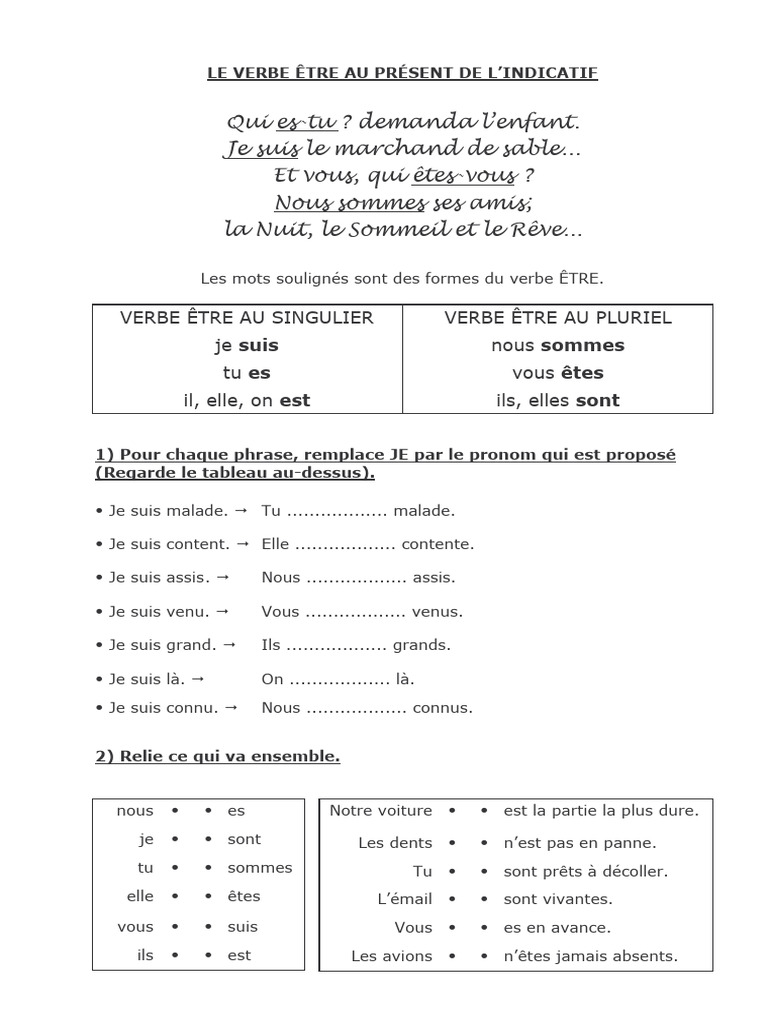Conj Etre Present1 | PDF