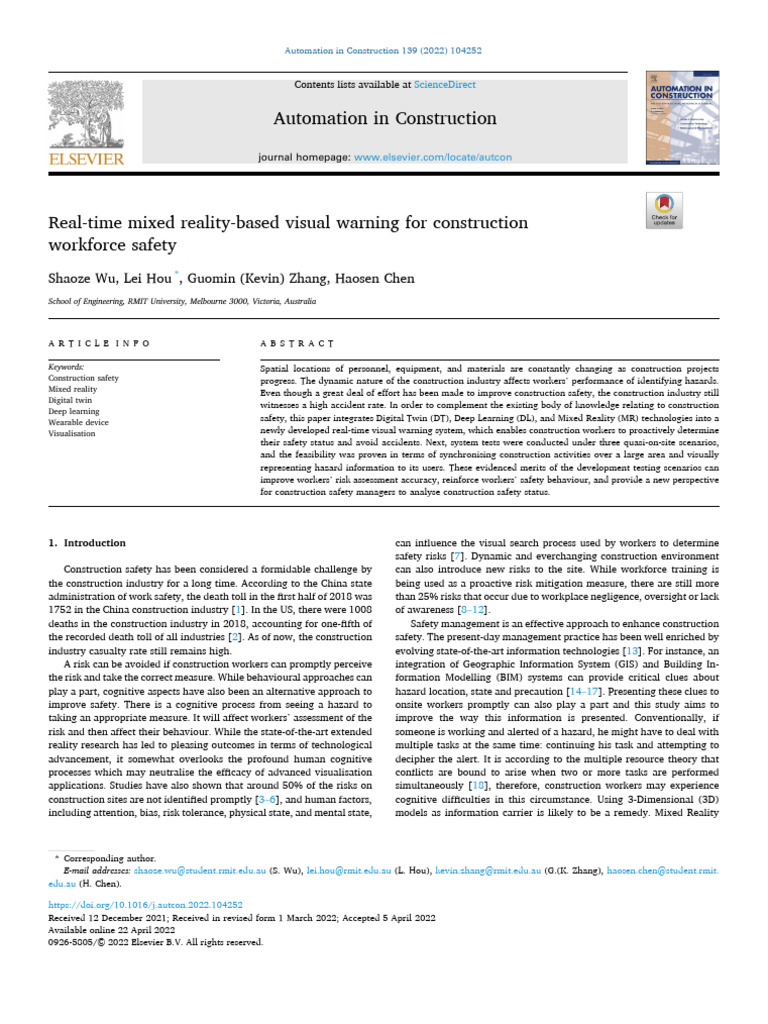 Real-Time Mixed Reality-Based Visual Warning For Construction Workforce ...