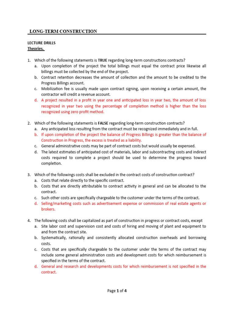06 Long Term Construction Contracts | PDF | Cost | Economies