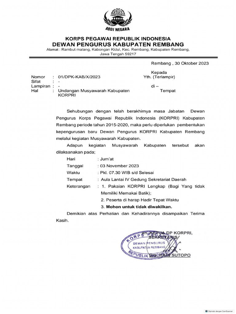 Undangan Muskab Korpri | PDF