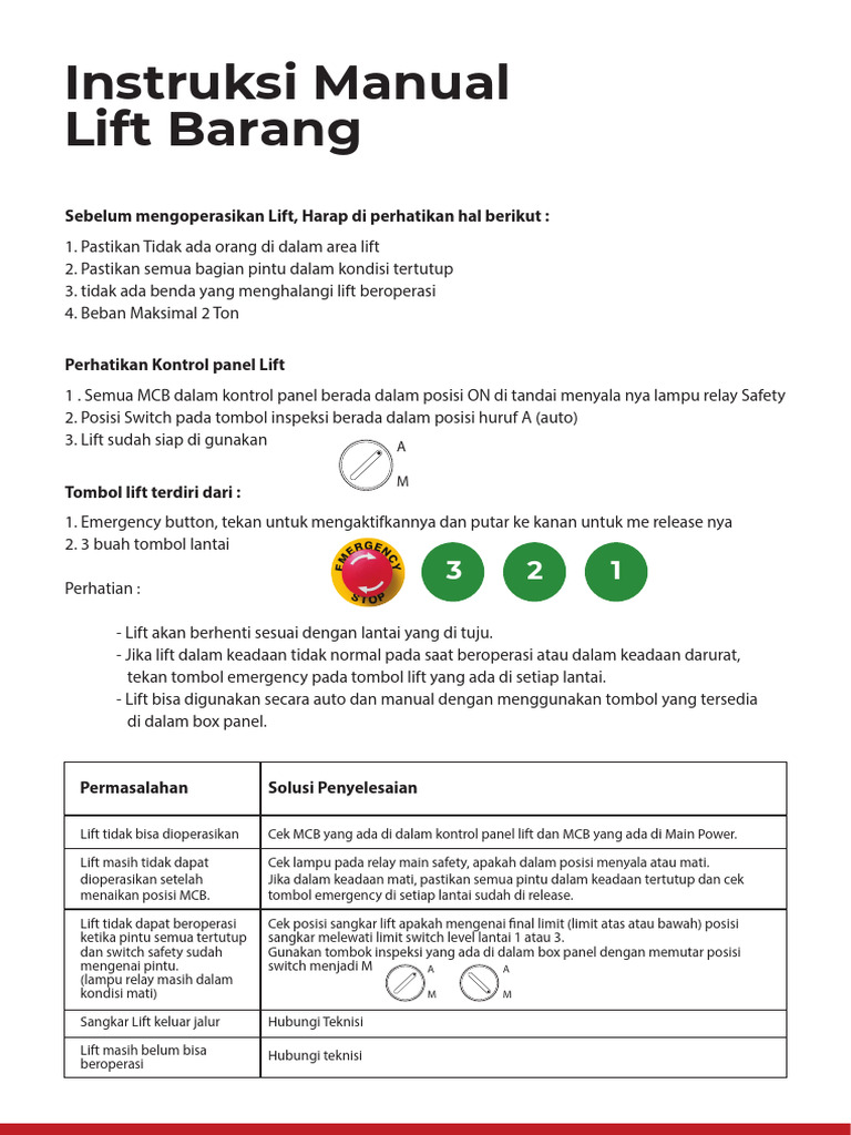 Instruksi Manual Lift Barang | PDF