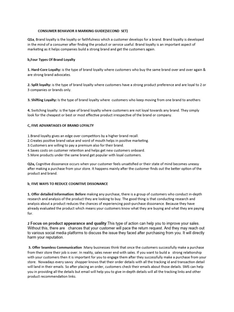 Consumer Behavior II Marking Guide(2nd) | PDF | Id | Consumer Behaviour