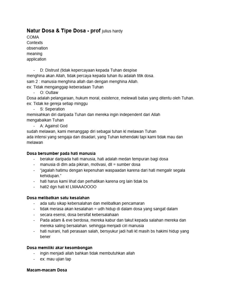 Natur Dosa & Tipe Dosa | PDF