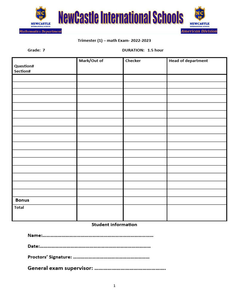 Ame Exam-G07 Ti Ncis 22-23 | PDF | Percentage | Numbers
