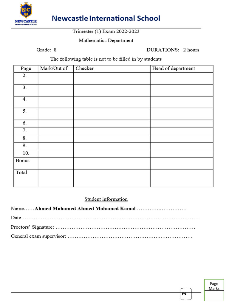 Ame Exam-G08 Ti Ncis 22-23 Model B | PDF | Equations | Mathematics