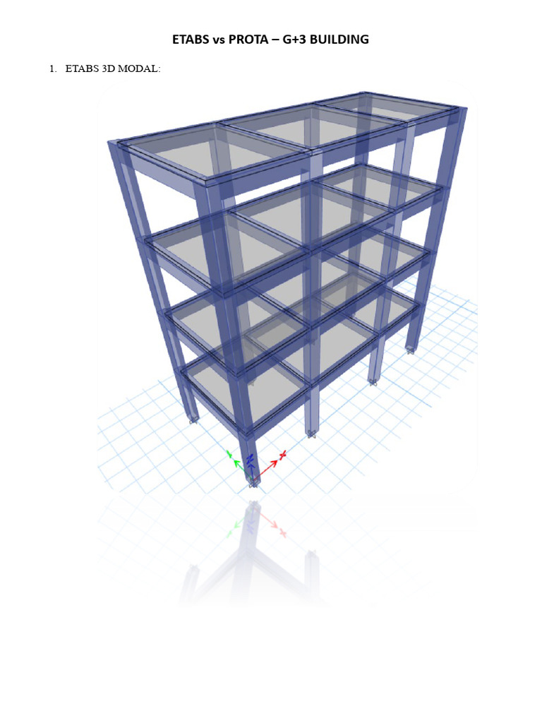 ETABS vs PROTA: G+3 Building Analysis | PDF