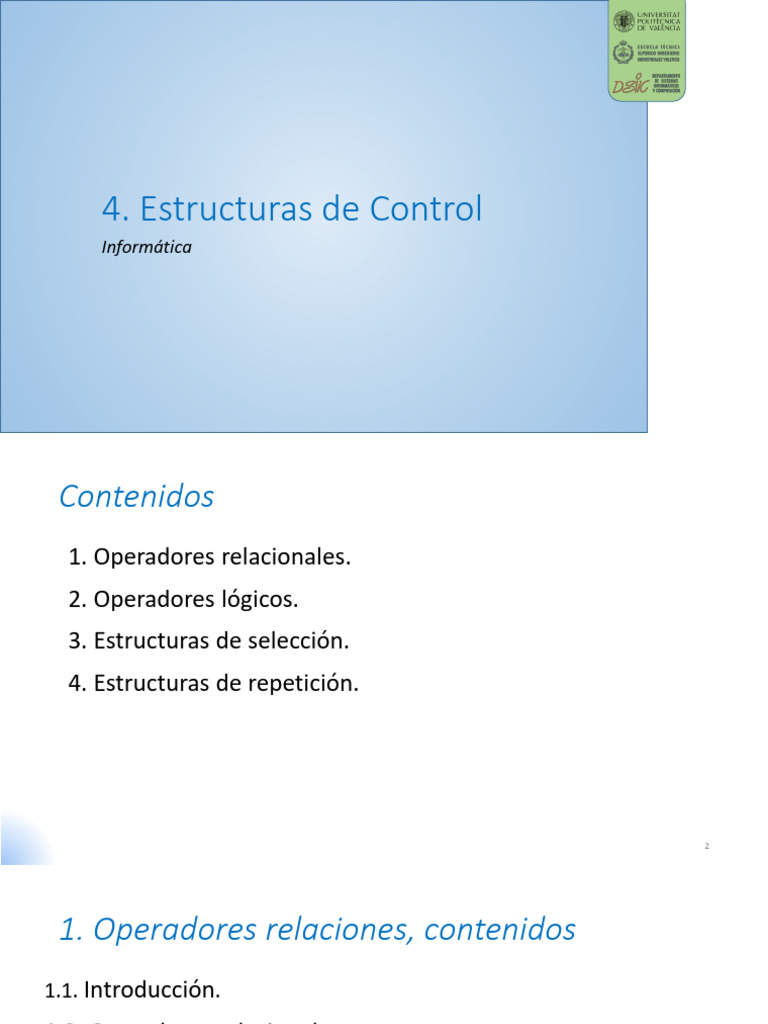 INF-Tema4 EstructurasDeControl | PDF | Informática | Ingeniería de software