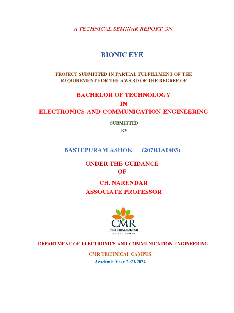 Bionic Eye | PDF | Visual Perception | Visual Impairment