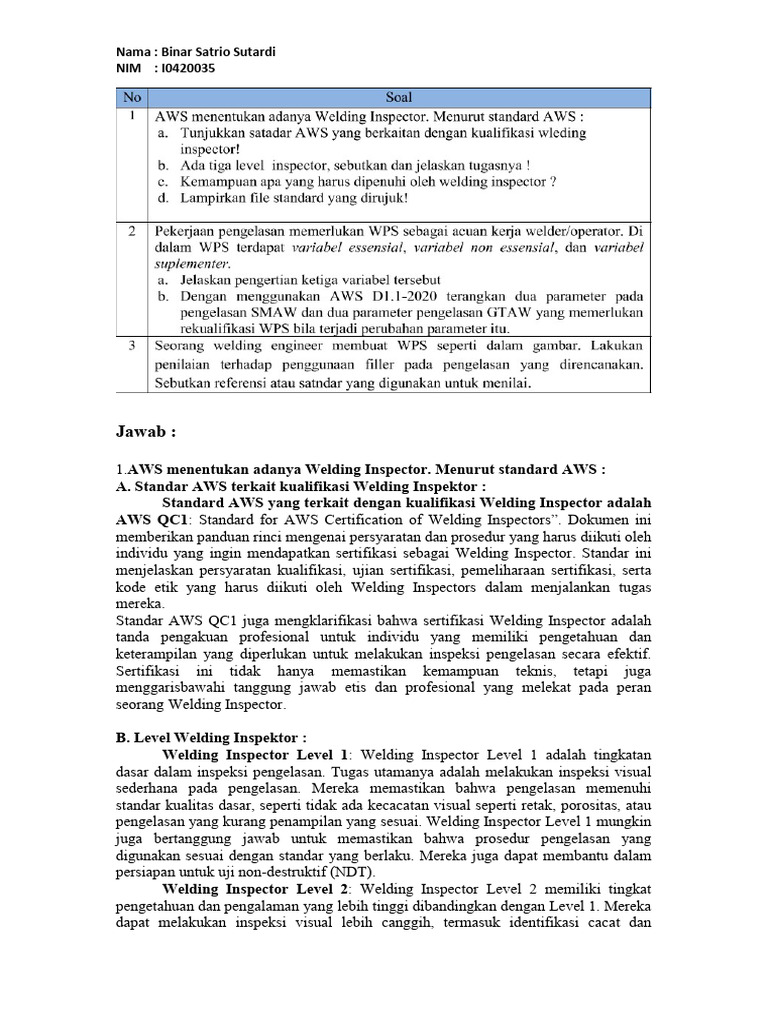 Binar Satrio Sutardi - 0420035 - UTS Inspeksi LAS | PDF