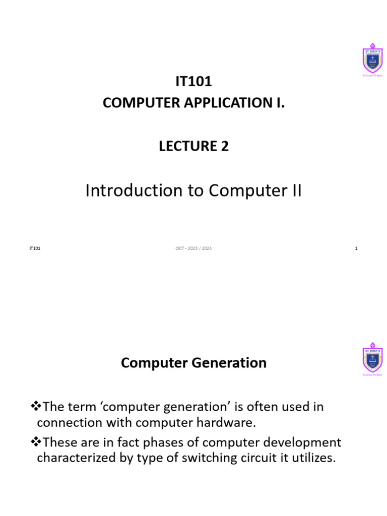 IT101 Lecture 02 Introduction To Computer II | PDF | Window (Computing ... IT101 Lecture 02 Introduction To Computer II | PDF | Window (Computing ...