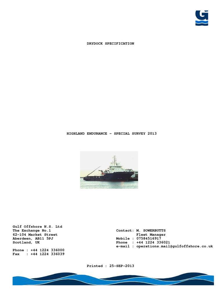 Dry Dock Specification Copiar | PDF | Waste | Pump