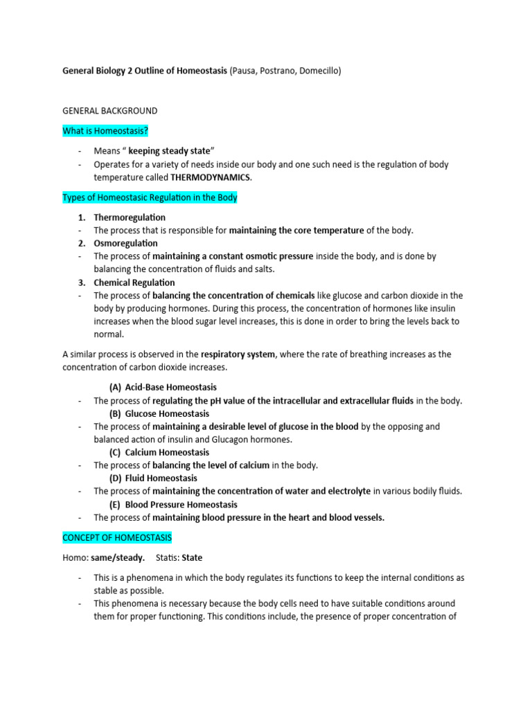 General Biology 2 (Homeostasis) | PDF | Homeostasis | Thermoregulation