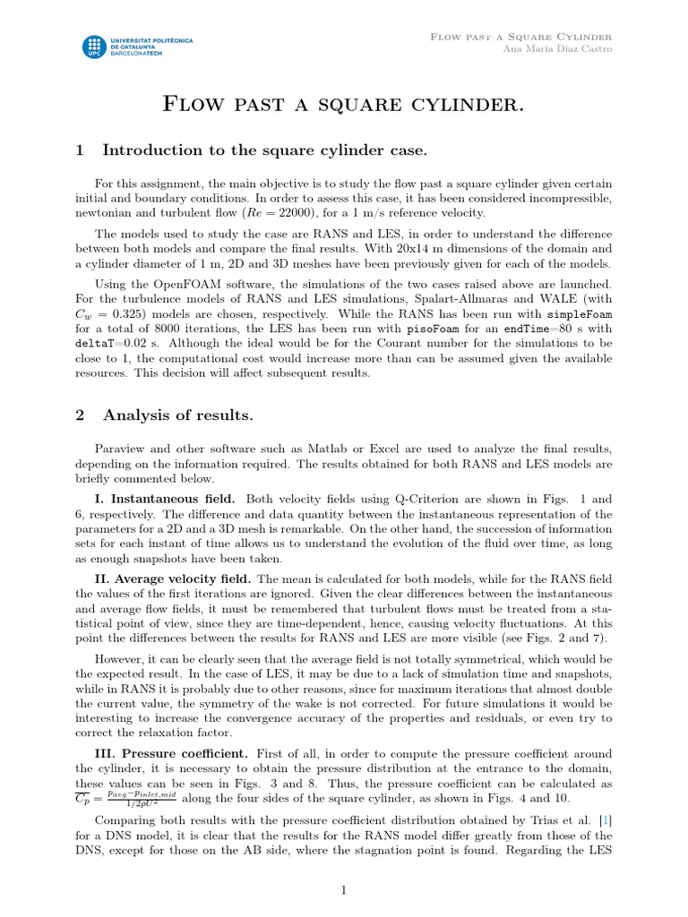 Square Cylinder OpenFOAM | PDF | Fluid Dynamics | Lift (Force)