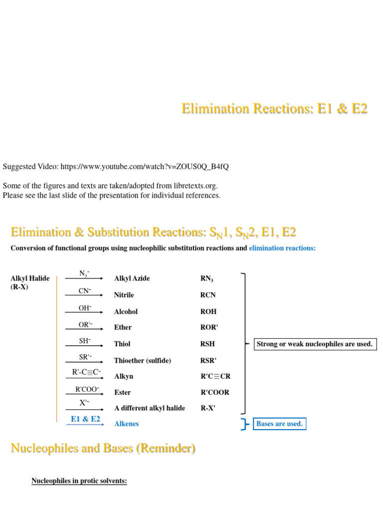 Organic Chemistry: E1 & E2 Reactions | PDF | Chemical Reactions | Alkene