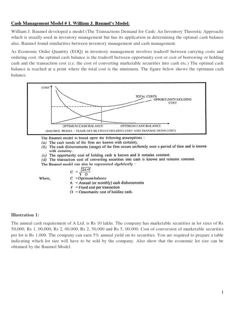 Cash Management Models - 041152 | PDF | Cash | Economics