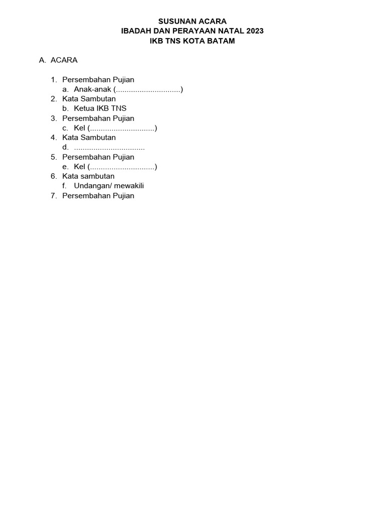Susunan Acara Natal Ikb | PDF | Olahraga & Rekreasi | Sains & Matematika