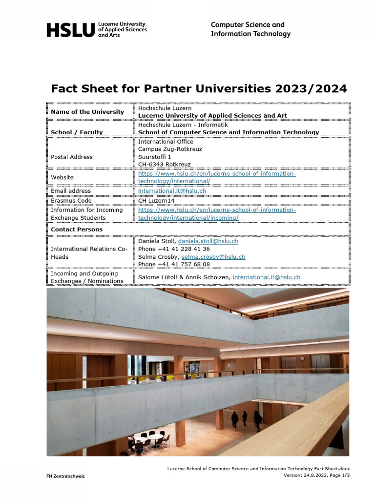 Lucerne School of Computer Science and Information Technology Fact ...