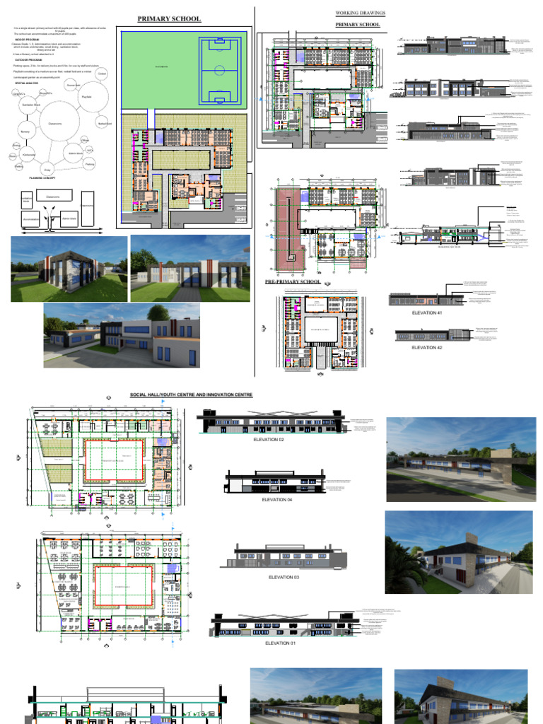 Primary School Architectural Plans | PDF | Building Engineering | Civil Engineering
