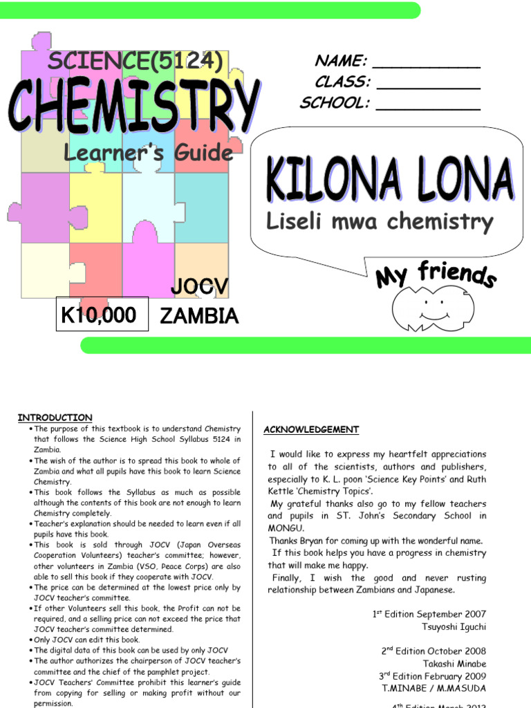 Grade 10-12 Chemistry Learner's Guide | PDF | Filtration | Solubility
