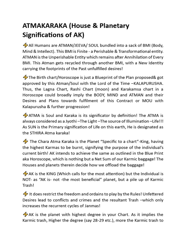 Understanding Atmakaraka in Astrology | PDF | Soul | Ātman (Hinduism)