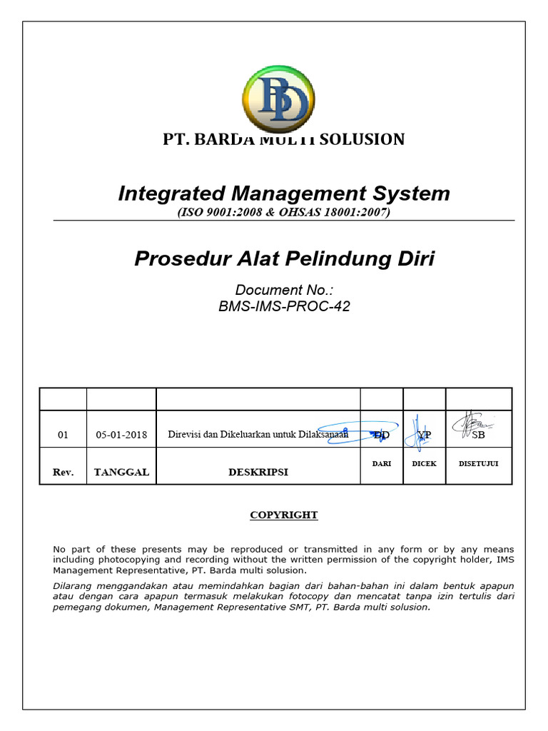 42 - Prosedur Alat Pelindung Diri - BMS | PDF