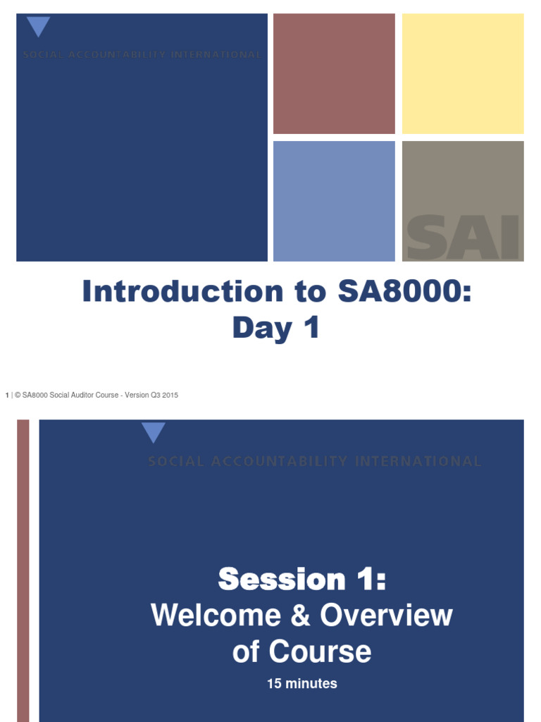 Intro To SA8000 Course Slides - Final | PDF | Audit | Supply Chain
