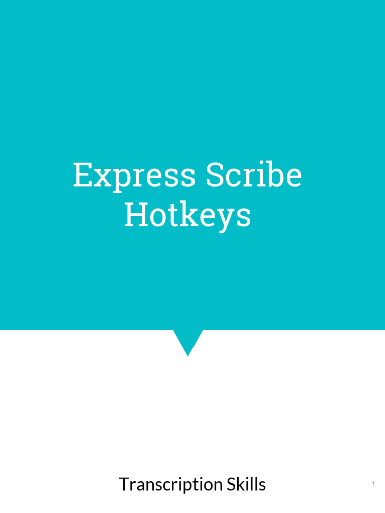Express Scribe Hot Keys | PDF