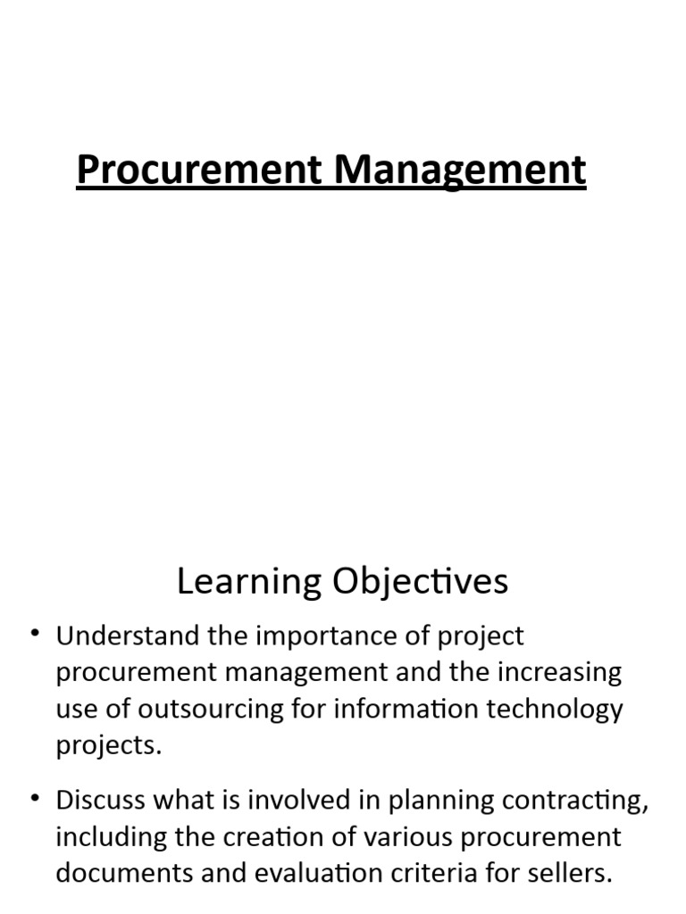 Procurement Management | PDF | Procurement | Outsourcing