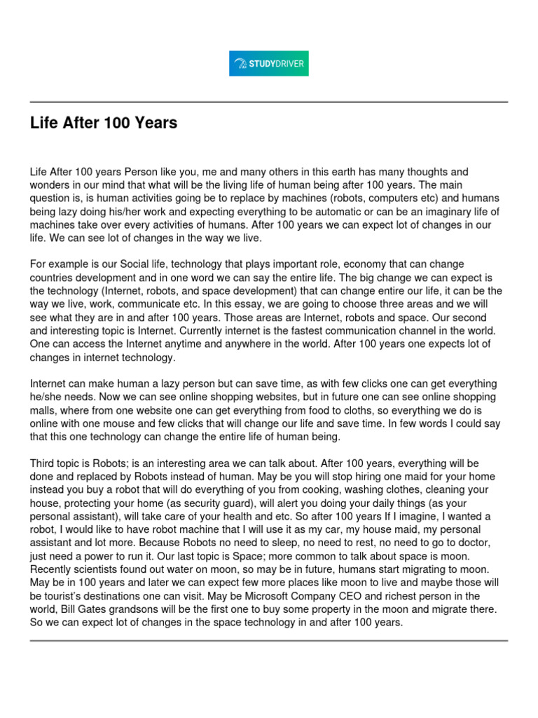 Life After 100 Years | PDF | Technology & Engineering