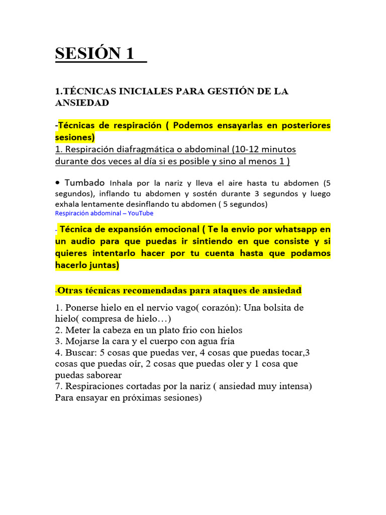 Sesión 1 | PDF | Las emociones | Ansiedad