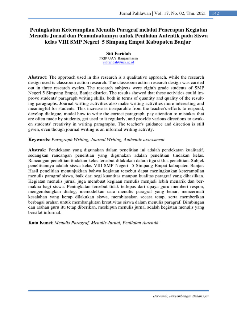 Peningkatan Keterampilan Menulis Paragra 5a627302 | PDF | Karier ...
