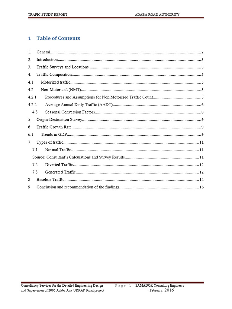 Traffic Study Report Adaba | PDF | Economic Growth | Demand