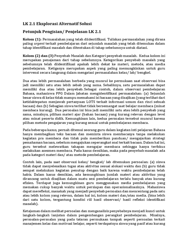 LK 2.1 Eksplorasi Alternatif Solusi | PDF