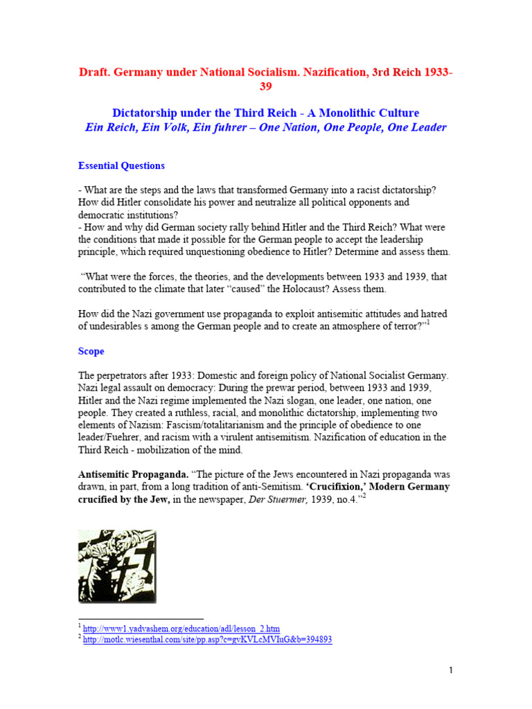 Germany Under National Socialism. Nazification, 3rd Reich 1933 - 39 ...