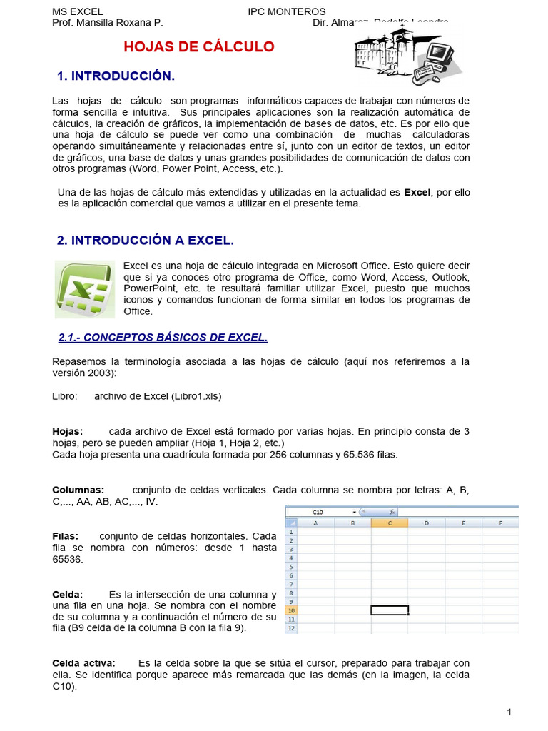 Teoría y Ejercicios Hojas de Cálculo | PDF | Microsoft Excel | Microsoft Office