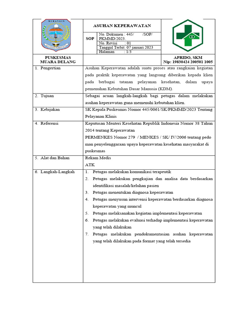 1. SOP ASUHAN KEPERAWATAN | PDF