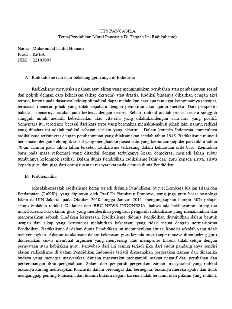 Uts Pancasila | PDF | Ilmu Sosial | Sains & Matematika