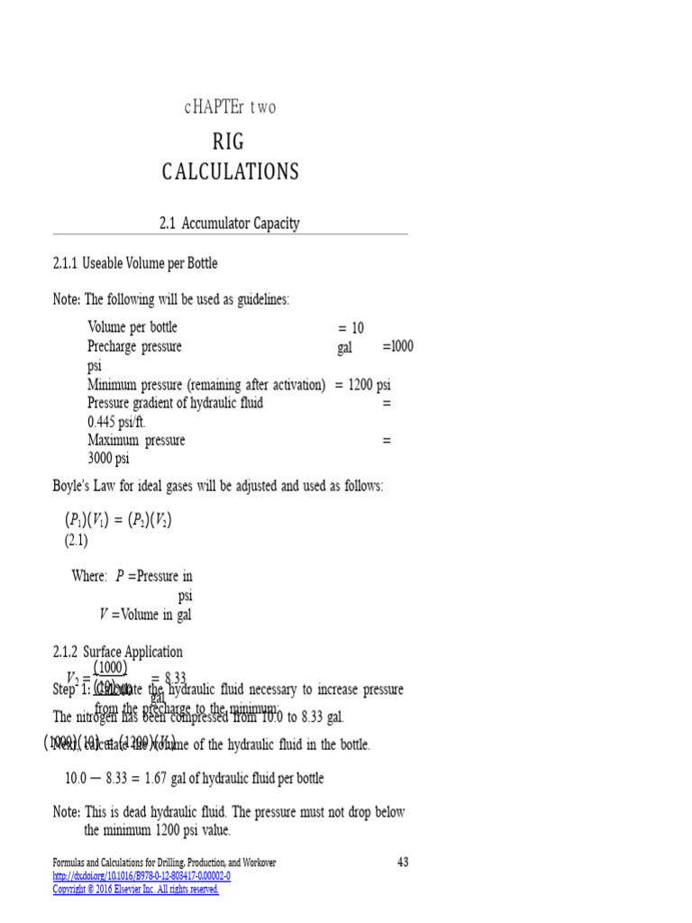 Rig Calculations | PDF | Strength Of Materials | Pressure