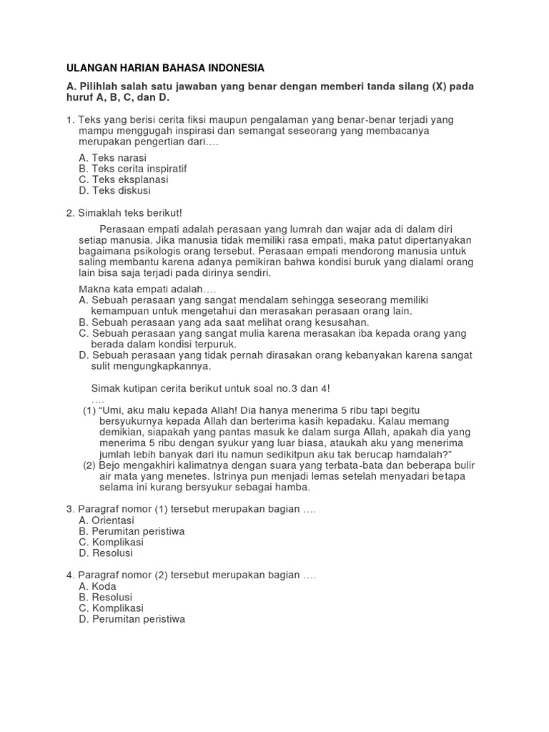 Ulangan B.indonesia KLS 9 | PDF