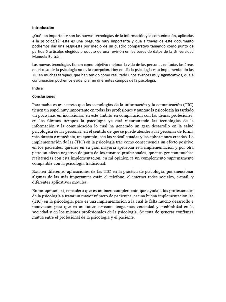 Cuadro Comparativo Tic | PDF | Tecnología de información y comunicaciones | Sicología