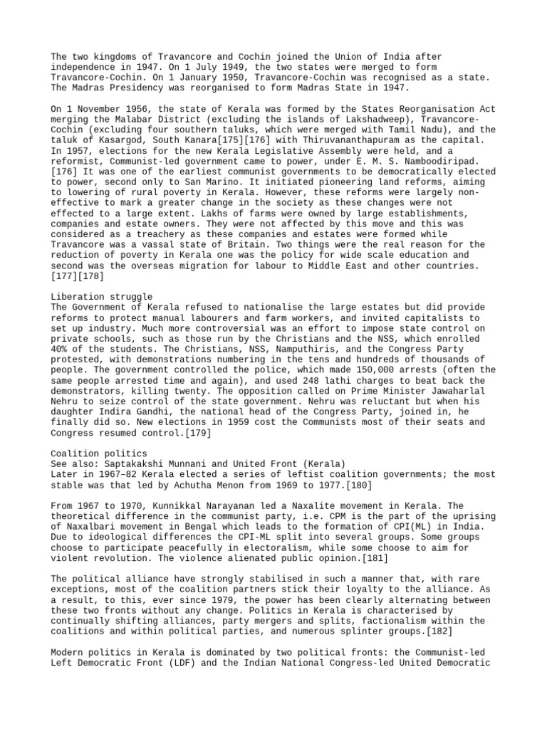 History of Kerala | PDF | Government | Politics Of India