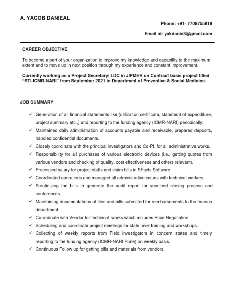 Yacob Danieal's Professional Profile | PDF | Accounts Payable | Business